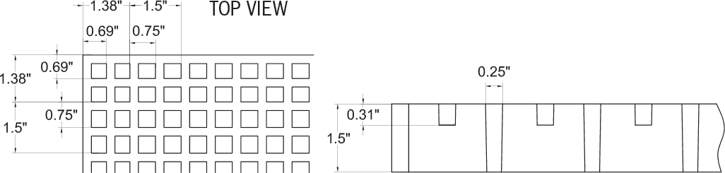 1 1/2" X 3/4" X 3/4" Square Grid - OSCO Safety